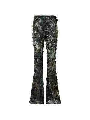 Roberto Cavalli Distressed-effect Lace Flared Trousers - Black