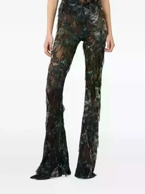 Roberto Cavalli Distressed-effect Lace Flared Trousers