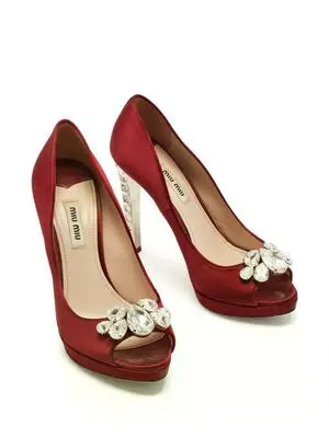 Miu Miu Crystal-embellished Heeled Pumps