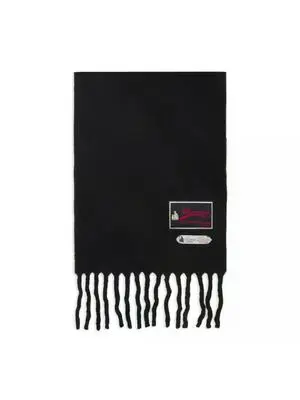 LANVIN Logo-patch Fringed Scarf - Black
