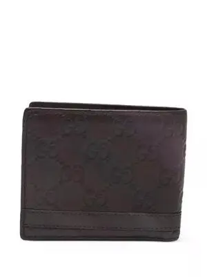 Gucci Guccissima Metal-bar Bifold Wallet - Brown