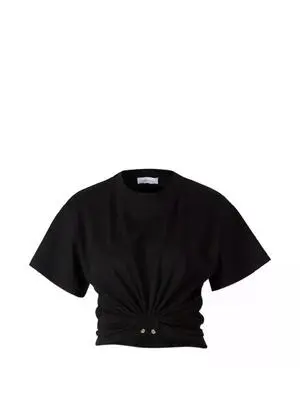 Rabanne T-shirt In Cotton With Signature Piercing Detail - Black