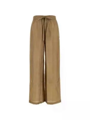 THE ROSE IBIZA Drawstring Silk Palazzo Pants - Neutrals
