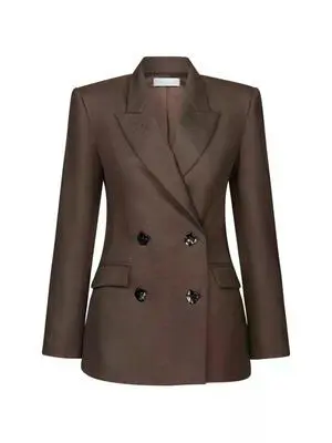 VIOLANTE NESSI Sir Double-breasted Hexagonal-button Blazer - Brown