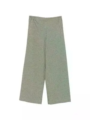 NIU Check-pattern Elasticated-waist Trousers - Green