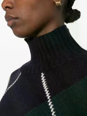 BEYOU Argyle Knit High-neck Sweater