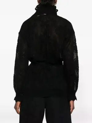 TWINSET Pointelle-knit Belted Sweater