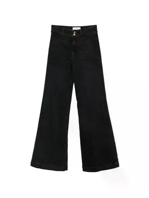 Seafarer Patch-pocket Wide-leg Jeans - Black