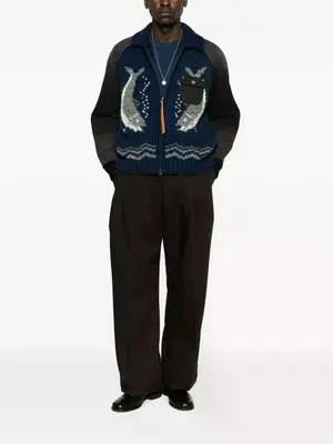 KHOKI Intarsia-knit Panelled Cardigan