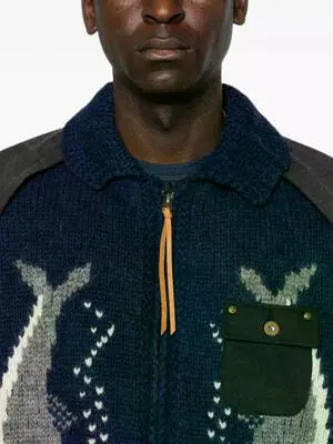 KHOKI Intarsia-knit Panelled Cardigan