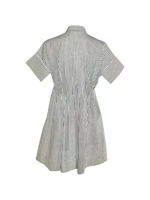 Victoria Beckham Short Sleeve Striped Midi Dress - White