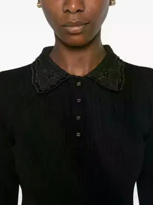 TWINSET Lace-collar Ribbed Polo Shirt