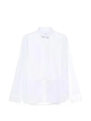 TRUZZI Pleated-bib Wing-collar Shirt - Black