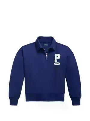 Polo Ralph Lauren P” Logo Slub-fleece Quarter-zip Sweatshirt - Blue