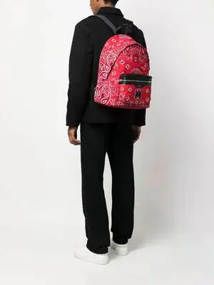 Amiri Bandana-embroidered Leather Trimmed Backpack