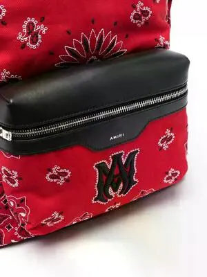 Amiri Bandana-embroidered Leather Trimmed Backpack