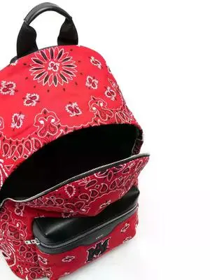 Amiri Bandana-embroidered Leather Trimmed Backpack