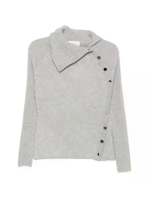 Sportmax Asymmetric Fastening Ribbed Sleeve Knit