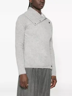 Sportmax Asymmetric Fastening Ribbed Sleeve Knit