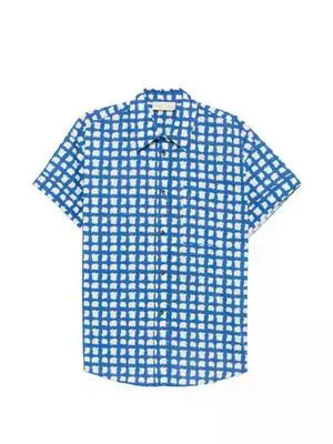 I BLUES Check Pattern Shirt - Blue