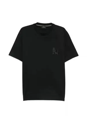 Brioni Logo-embroidered T-shirt - Black