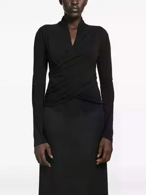 THOM KROM Ruched Wrap-style Jersey - Black