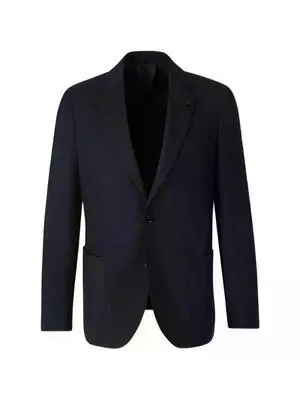 LARDINI Flower-lapel Single-breasted Blazer - Blue