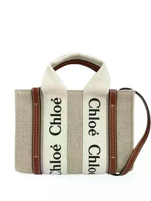 Chloé 2023 Mini Canvas Woody Satchel - Neutrals