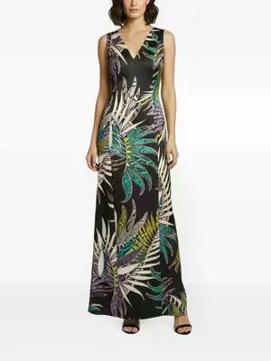 Just Cavalli Leaf Print Maxi Dress - Black
