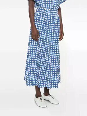 I BLUES Check Print Short Sleeve Midi Dress