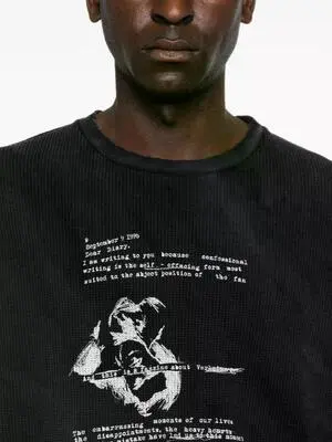 ANN DEMEULEMEESTER Graphic-print Waffle-knit T-shirt