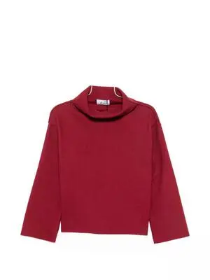 NIU Roll-neck Drop-shoulder Sweater - Red