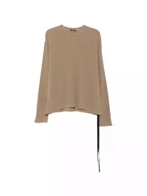 ANN DEMEULEMEESTER Graphic Print Waffle-knit Sweater - Neutrals