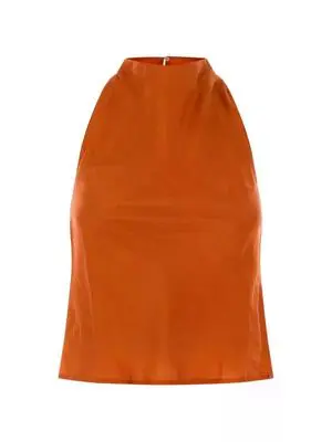 THE ROSE IBIZA Silk Halterneck Top - Orange