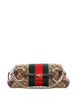 Gucci Horsebit Nm Web Chain Clutch Gg Canvas Medium Shoulder Bag