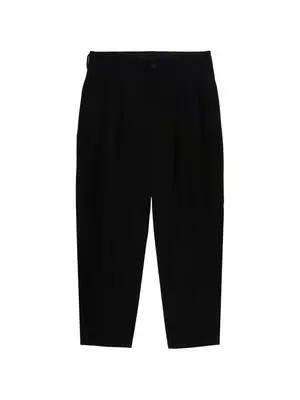 Yohji Yamamoto Pleated Tapered Tailored Trousers - Black