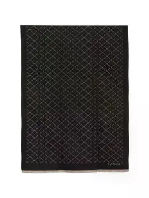 TWINSET Logo-pattern Frayed Scarf - Black