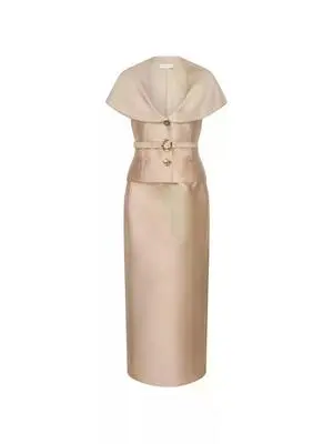 VIOLANTE NESSI Manuela Belted Silk-mikado Maxi Dress