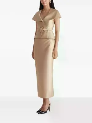 VIOLANTE NESSI Manuela Belted Silk-mikado Maxi Dress