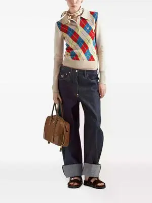 Prada Argyle-knit Wool Polo Shirt