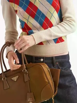 Prada Argyle-knit Wool Polo Shirt