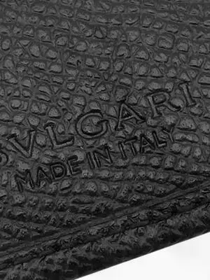 BVLGARI 2000-2026 Grained Calfskin Logo Clip Case Key Holder
