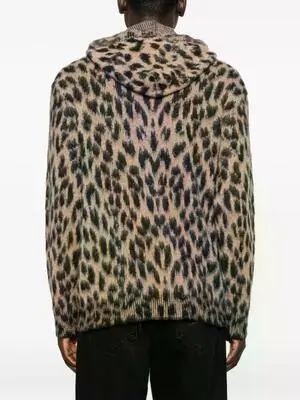 LANEUS Leopard Print Drawstring Hoodie