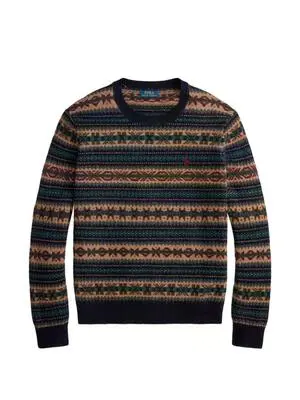 Polo Ralph Lauren Fair Isle Intarsia Knit V-neck Sweater - Blue