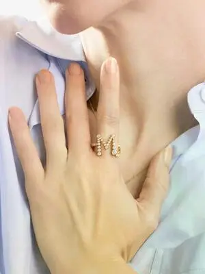 Sophie Bille Brahe M Diamond Letter Ring