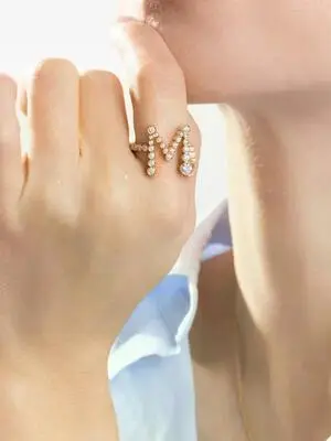 Sophie Bille Brahe M Diamond Letter Ring