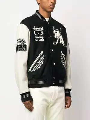 Amiri Logo-appliqué Varsity Jacket - Black