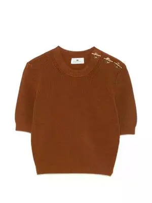 Elisabetta Franchi Ribbed Top With Logo Plaque