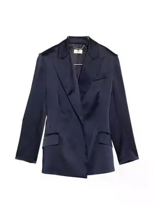 Elisabetta Franchi Satin-finish Belted Blazer - Blue