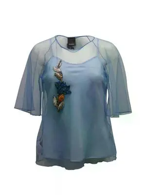 Pinko Floral Beaded Blouse - Blue